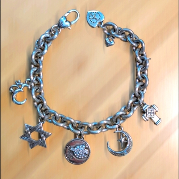 Brighton | Jewelry | Brighton Vintage Its Time Peace Charm Bracelet ...